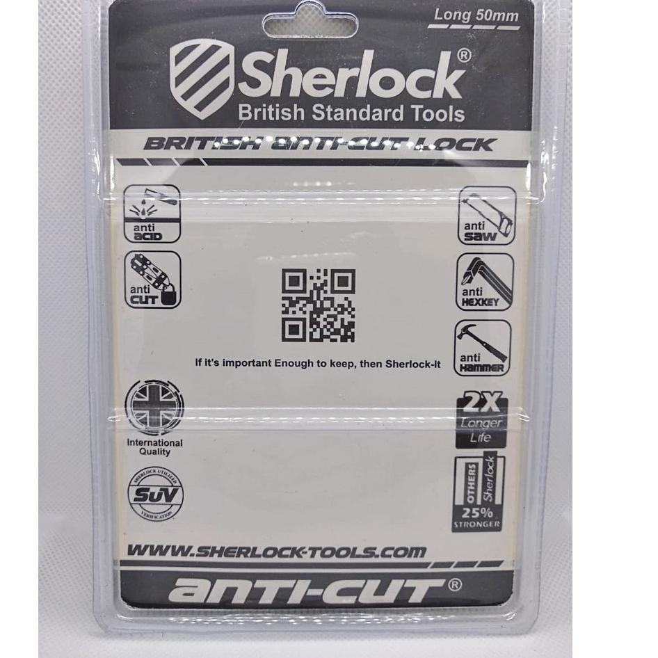 Jual SL Gembok Original Sherlock British Anti-Cut Lock Long 50mm ...