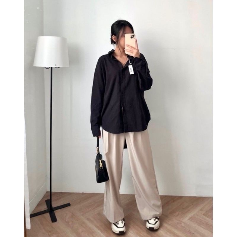 Jual Suki Shirt 2022 - Kemeja Basic Oversize Linen Crinkle Premium ...