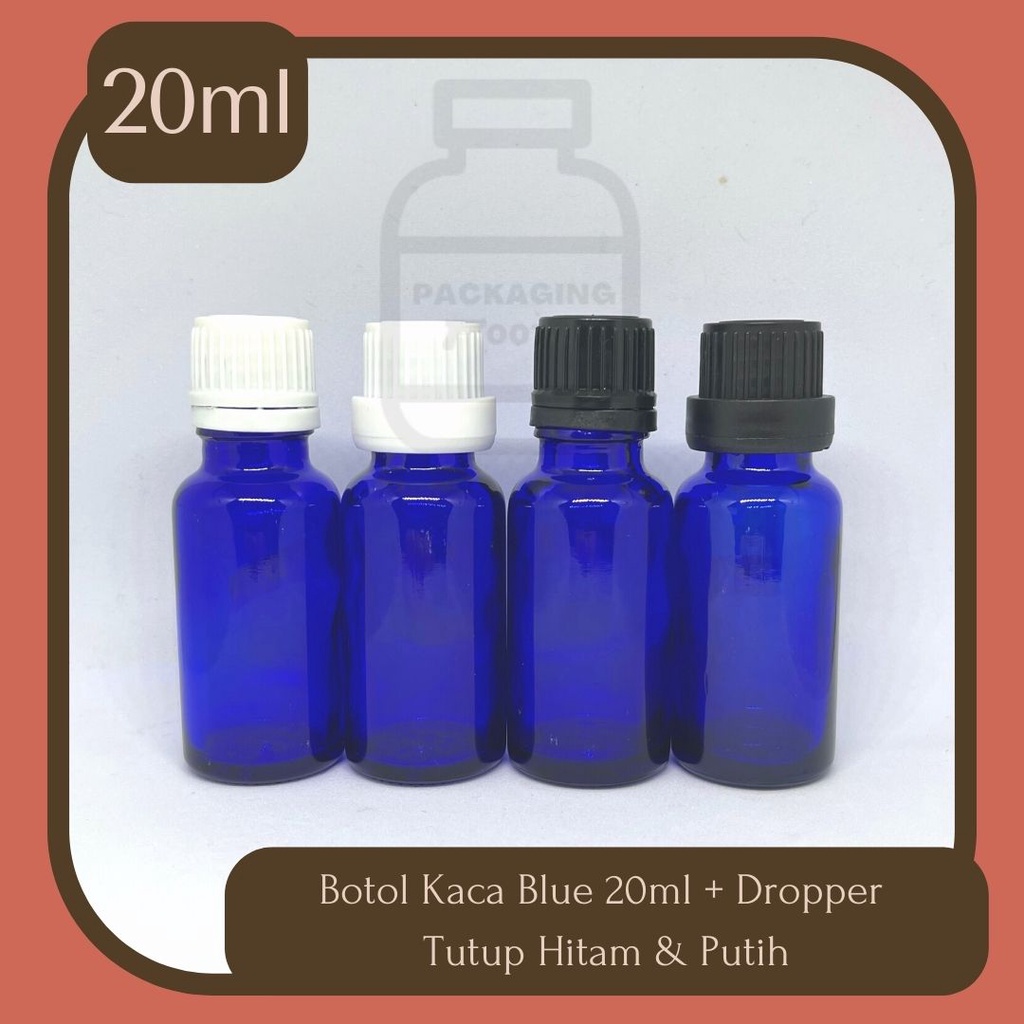 Jual Botol Kaca Biru Essential Oil Dropper Sealed 20 ml | Shopee Indonesia