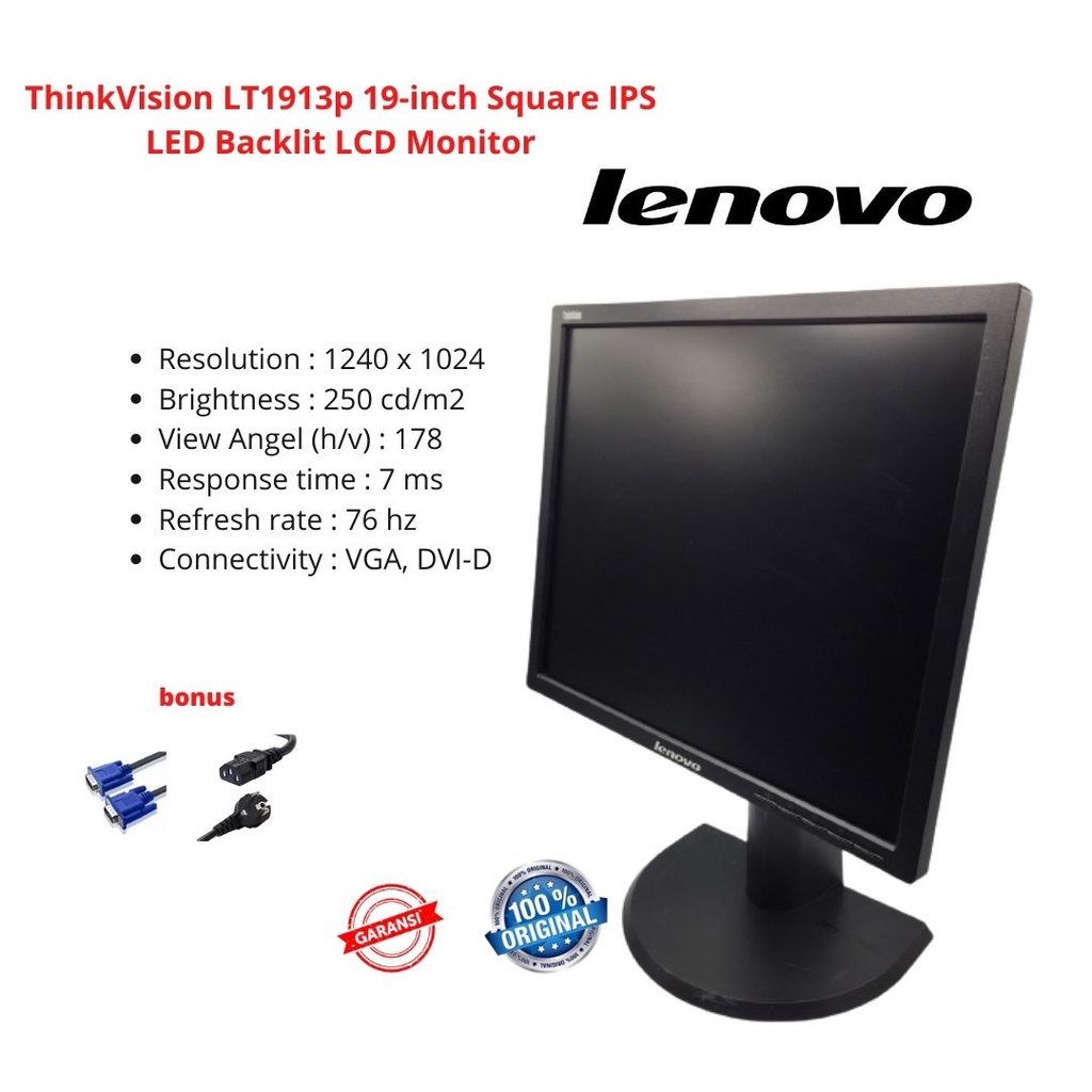 Jual Monitor LED Lenovo ThinkVision 19 Inch Square | Shopee Indonesia