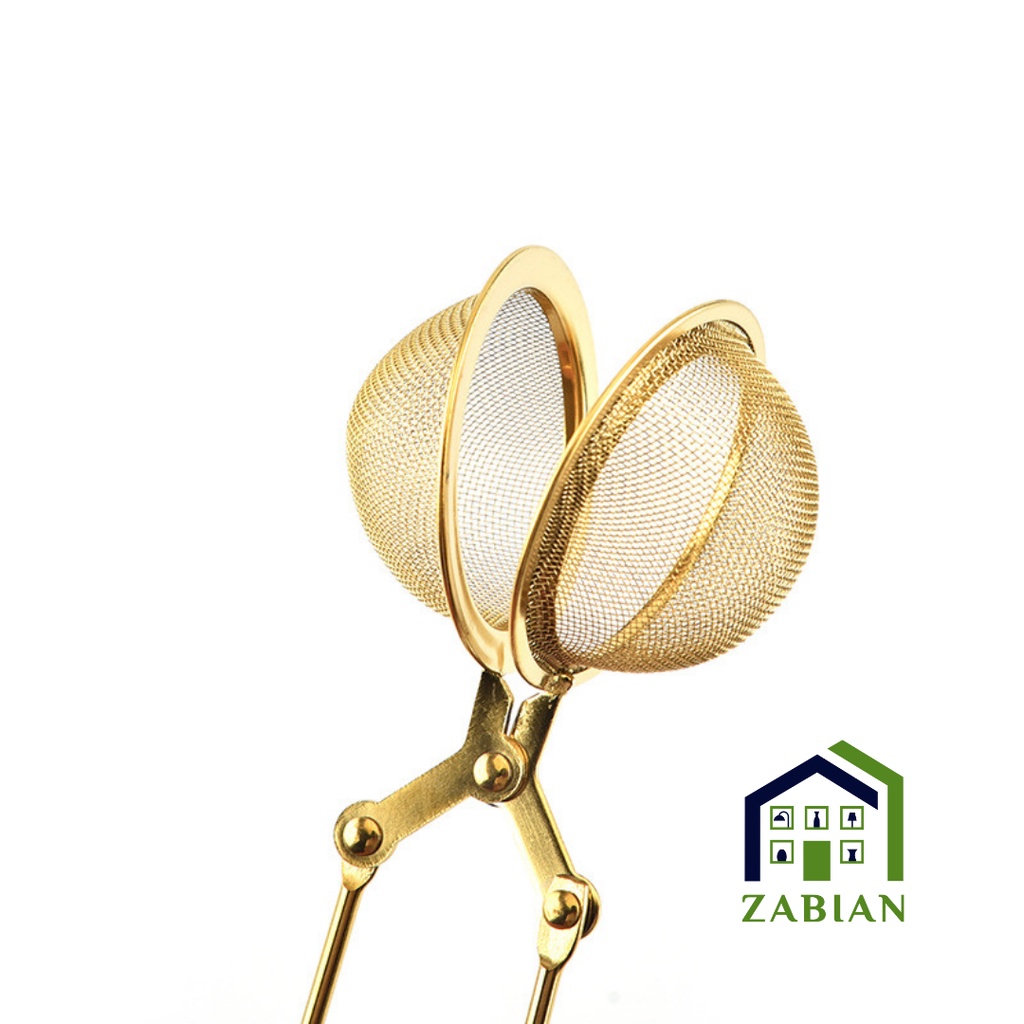 Jual ZABIAN - GOLD STRAINER INFUSER WITH HANDLE CLIP - SARINGAN TEH ...