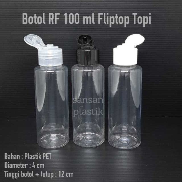 Jual Botol Fliptop RF 100ml / Botol RF Fliptop topi 100 ml / Botol Fliptop Topi 100ml | Shopee ...