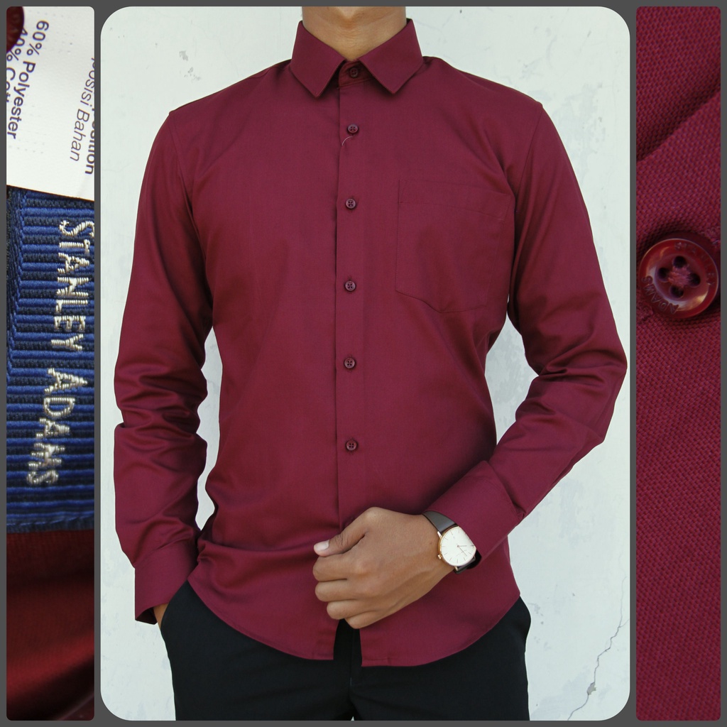 Jual STANLEY ADAMS Kemeja Pria Formal Lengan Panjang Slim Fit Merah ...