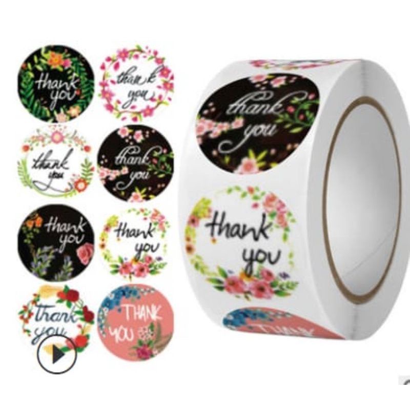 Jual Harga 1 roll (500 pcs) sticker label thank you dan handmade with ...