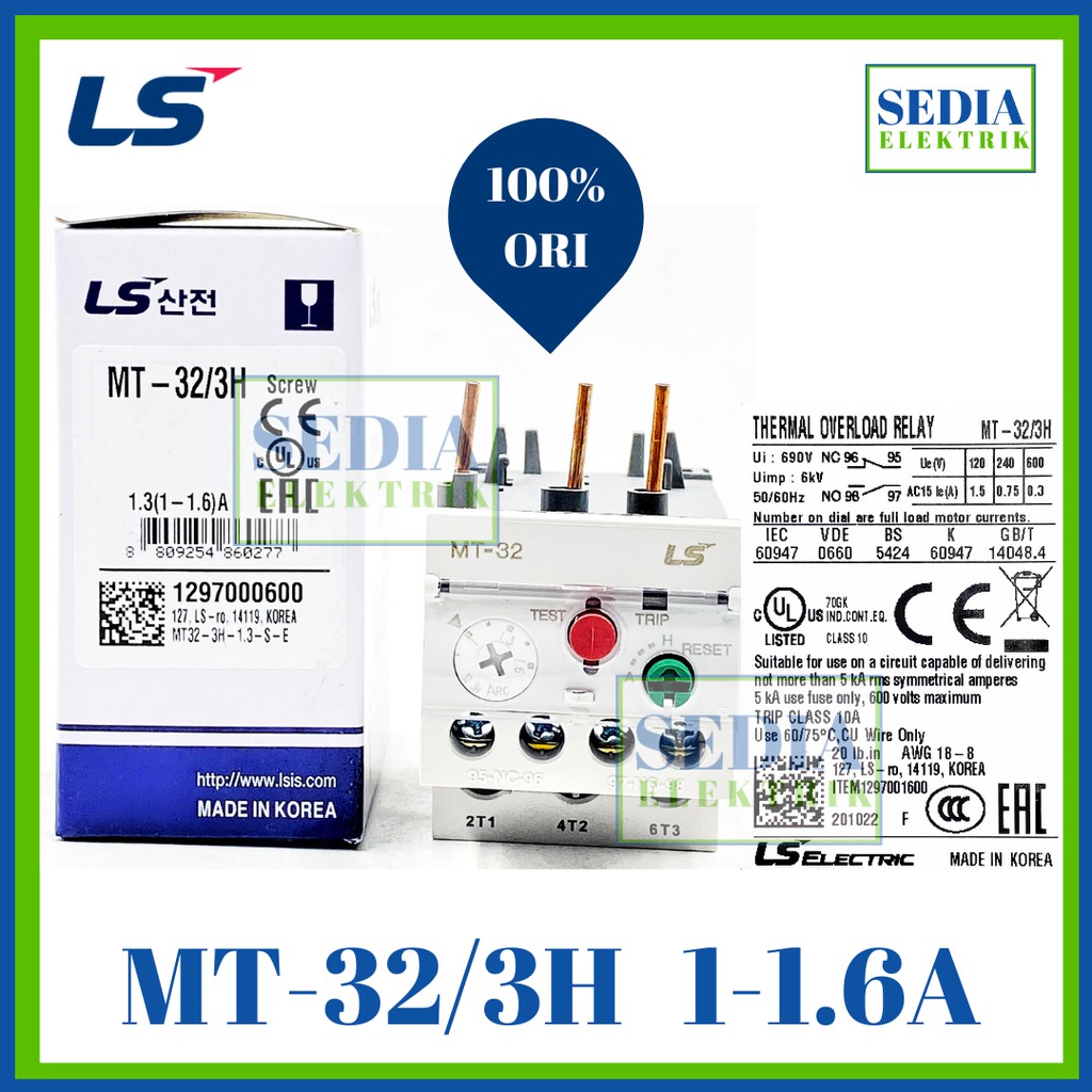 Jual LS THERMAL OVERLOAD RELAY MT-32/3H 1-1.6A 1.3A MT-32 MT 32 ...
