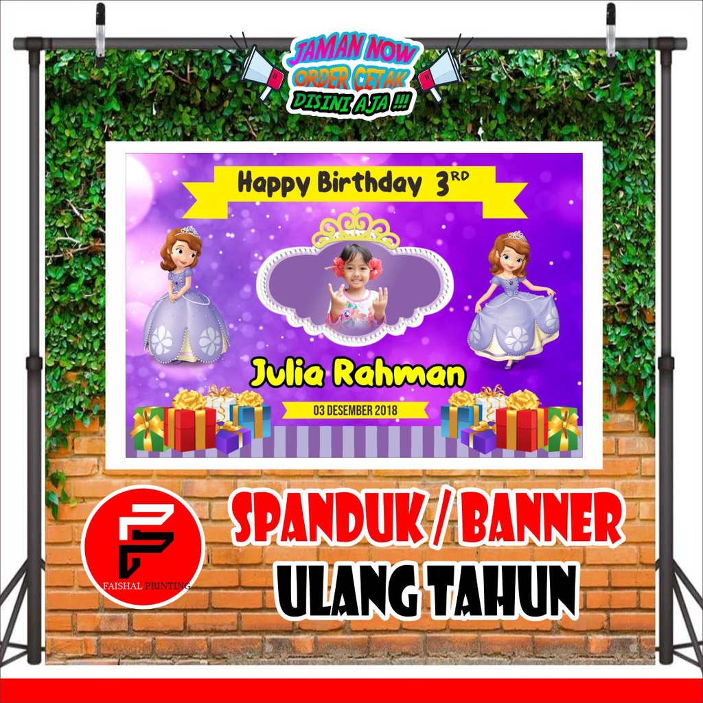 Jual Spanduk / Banner / Backdrop Ulang Tahun Custom Tema putri sofia uk ...