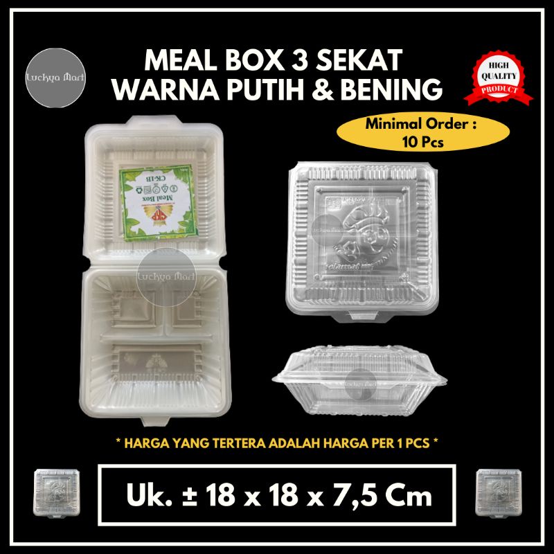 Jual Mika nasi 3 sekat / mealbox bening sekat 3 / mika nasi microwave safe / mealbox 3 sekat ...