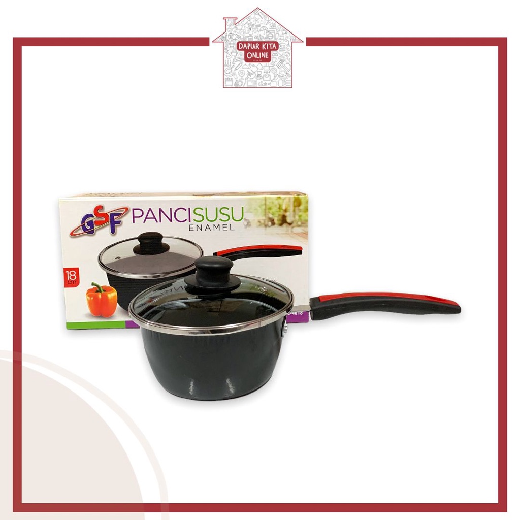 Jual Panci Susu Enamel Tutup Kaca 20cm | GSF 4018 Sauce pan GSF G-4018 ...