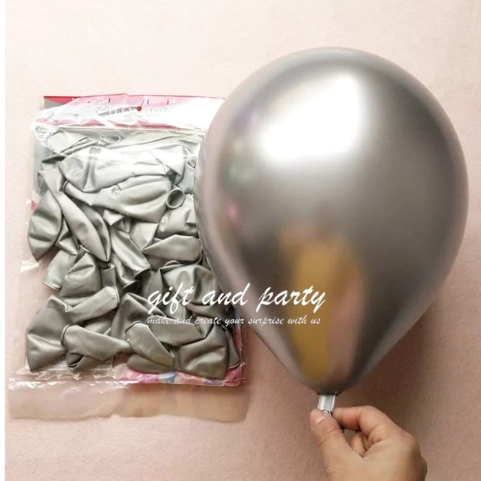 Jual Balon Latex Chrome Silver / Balon Metalik Chrome / Ballon Chrome ...