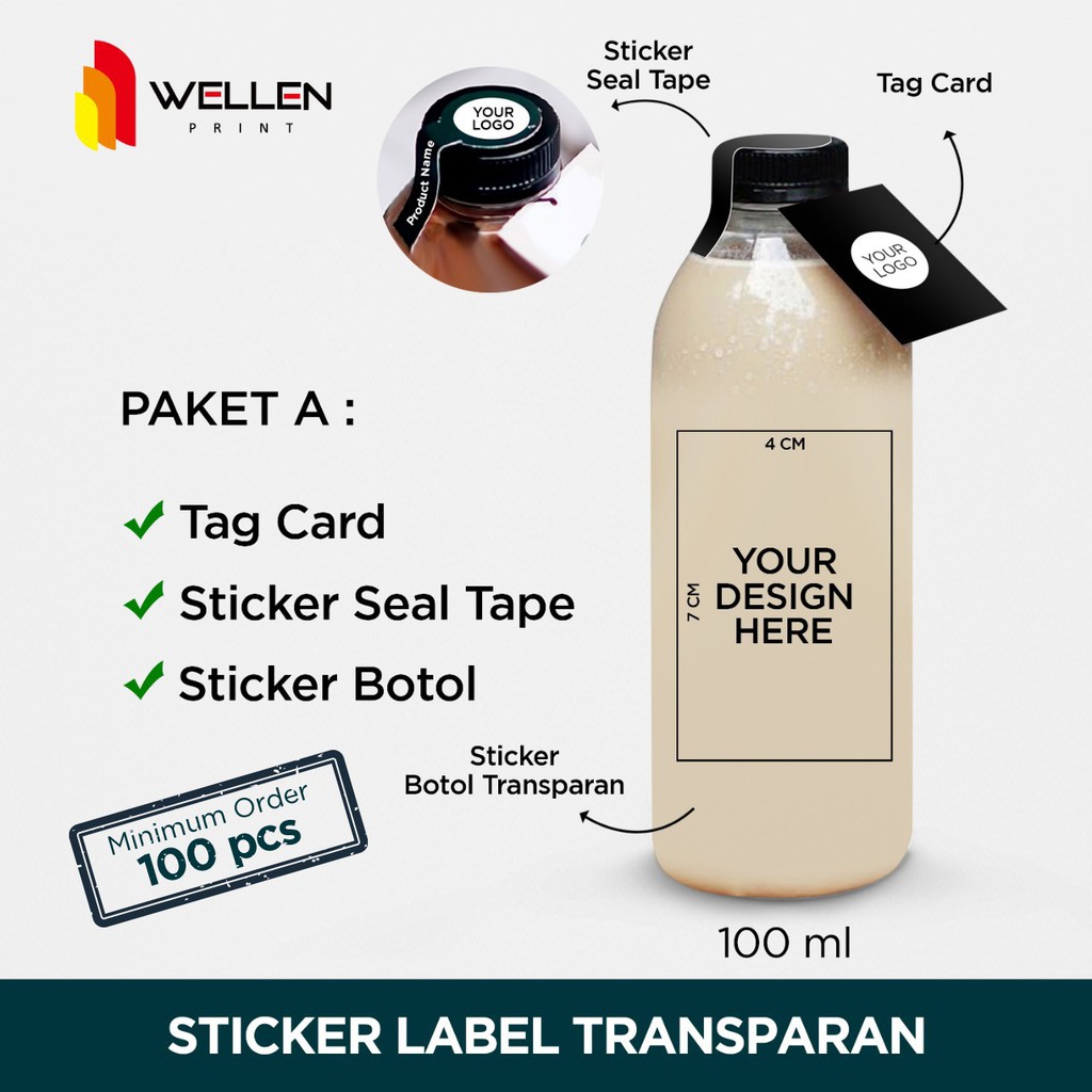Jual WELLEN PRINT - Sticker botol minuman transparant sticker label ...