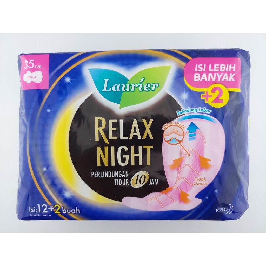 Jual LAURIER RELAX NIGHT WING 35 CM ISI 12 PEMBALUT LAURIER MURAH ...