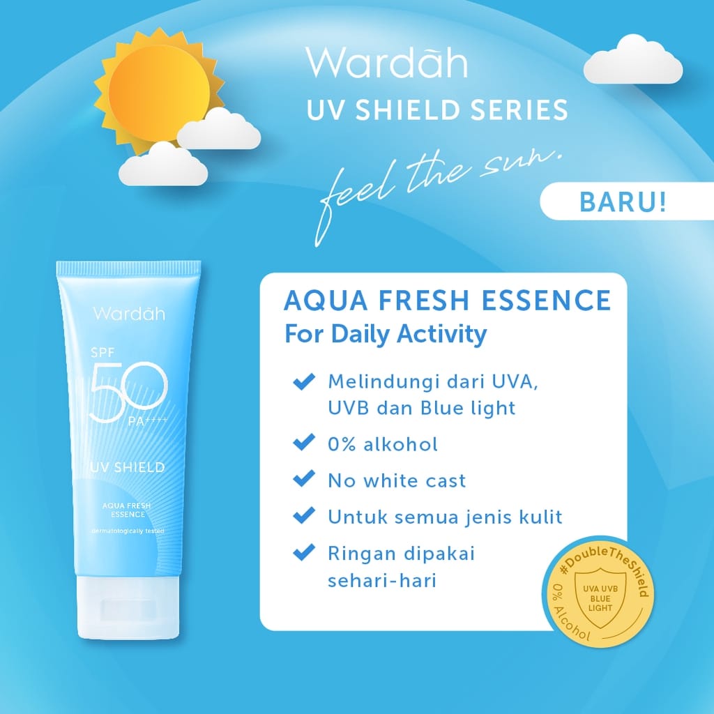 Jual WARDAH UV SHIELD AQUA FRESH ESSENCE SPF 50 PA+++ ( biru ) | Shopee ...