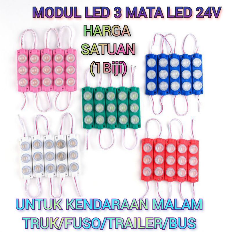 Jual Lampu LED Modul 3 mata 12- 24V Lampu bagasi lampu kolong lampu dashboard lampu plafon dan ...