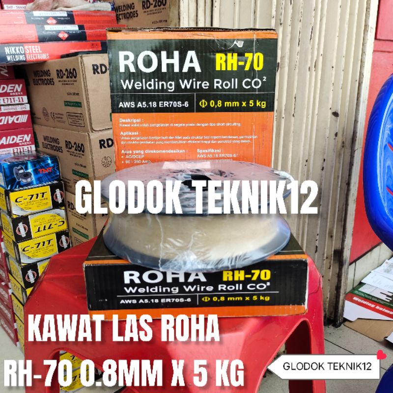 Jual KAWAT LAS ROHA RH-70 / WELDING WIRE ROLL CO2 ROHA 5KG / KAWAT AWS ...