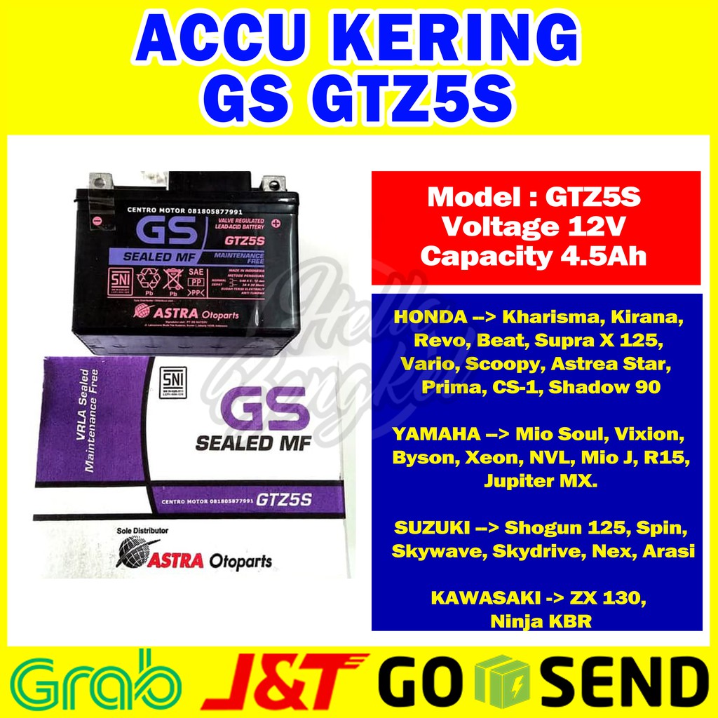 Jual Aki Accu Honda Beat GS ORIGINAL GTZ5S Gel | Shopee Indonesia