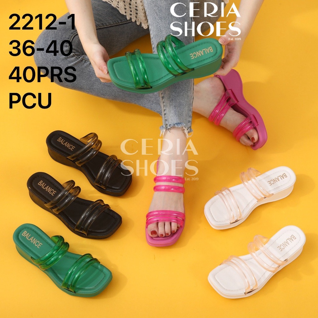 Jual PVC Sandal Slop Wedges Wanita Import Motif Slop Jelly Rubber ...