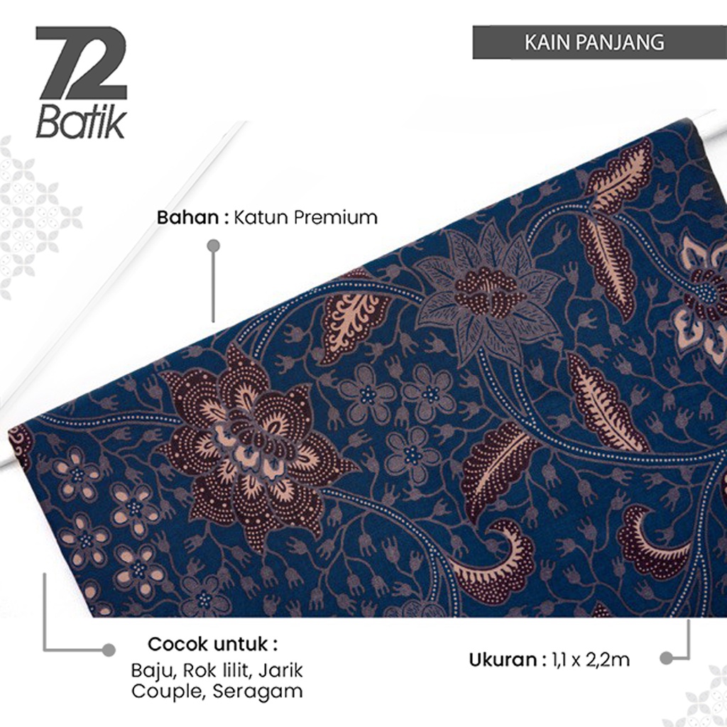 Jual KAIN BATIK KATUN Premium Motif Kembang Warna Midnight Blue ⁠Navy Sunbeam Yellow 724392 CAP ...