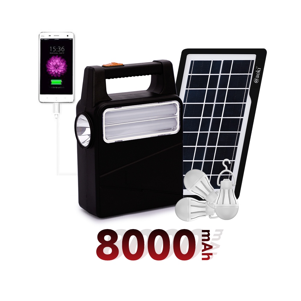 Jual AOKI Solar lighting mobile power system 8000mAh power bank ...