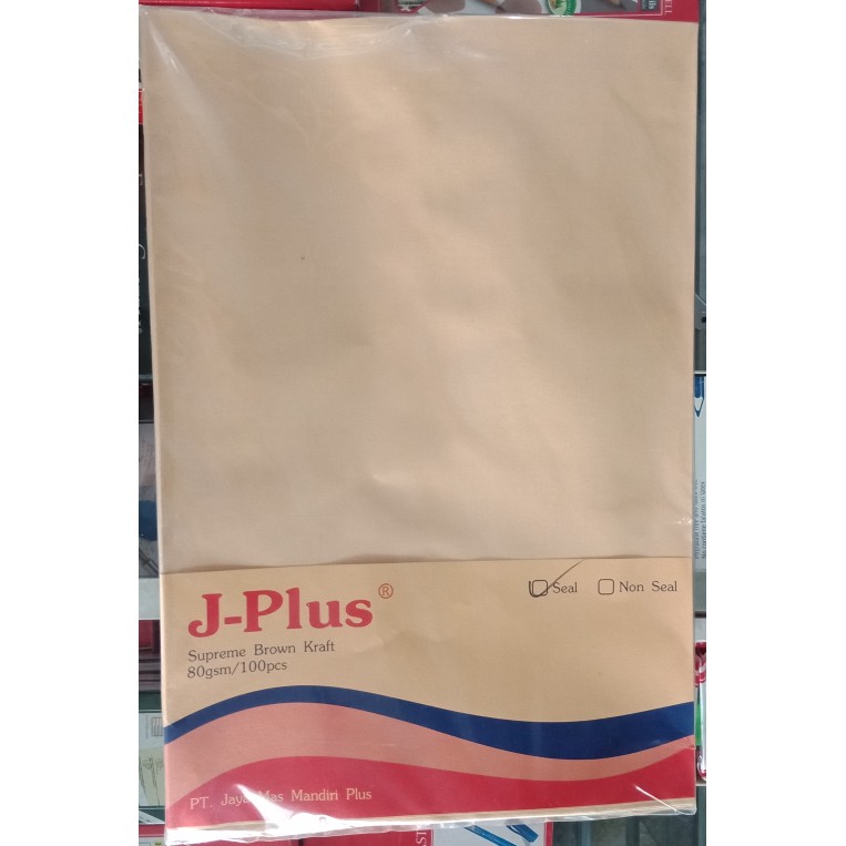 Jual Amplop Coklat Folio J-Plus Seal Lem Pengaman | Shopee Indonesia