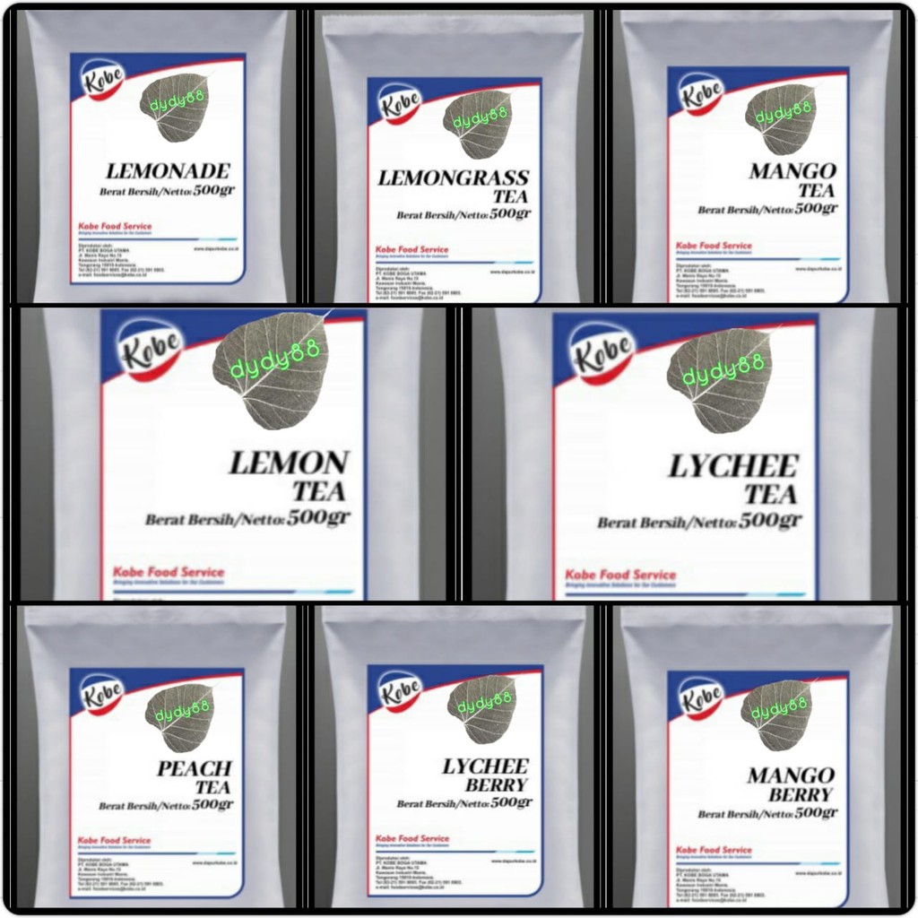 Jual kobe horeka lemon/lychee/mango/peach/lemonade/lemongras/berry tea ...