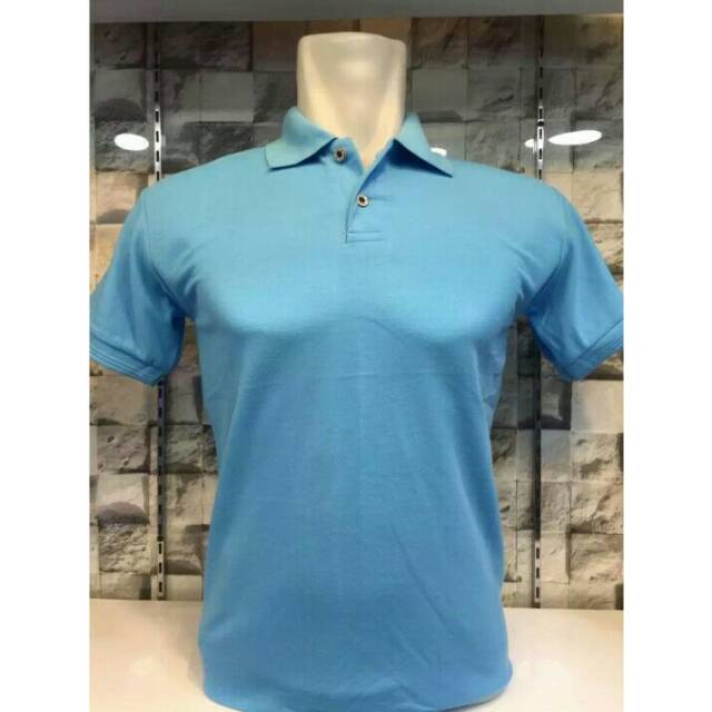 Jual Kaos polo biru turkis muda /kaos polos/kaos seragam | Shopee Indonesia