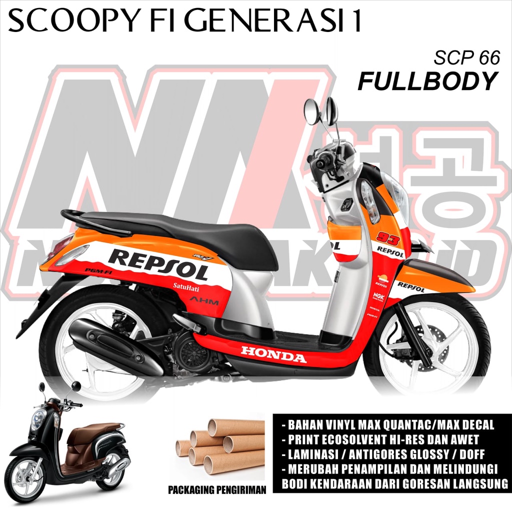 Jual SCP 66 DECAL STICKER SCOOPY FI 2013 2014 2015 2016 REPSOL FULLBODY ...