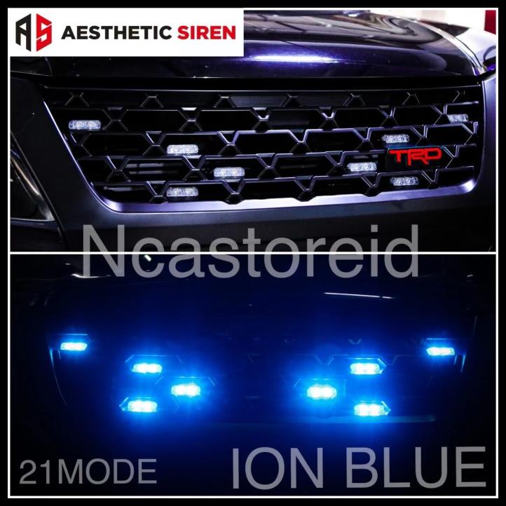 Jual Lampu Led Strobo Grill Slim Mobil 8 Titik 12V Ion Blue High ...