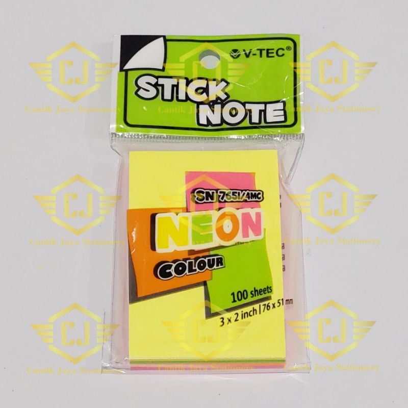 Jual Stick Note V-TEC VTEC SN-7651/4MC (76x51mm) | Shopee Indonesia