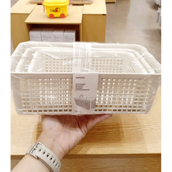 Jual MINISO STORAGE BASKET WITH DOUBLE HANDLES 3 PCS/BOX SERBAGUNA ...