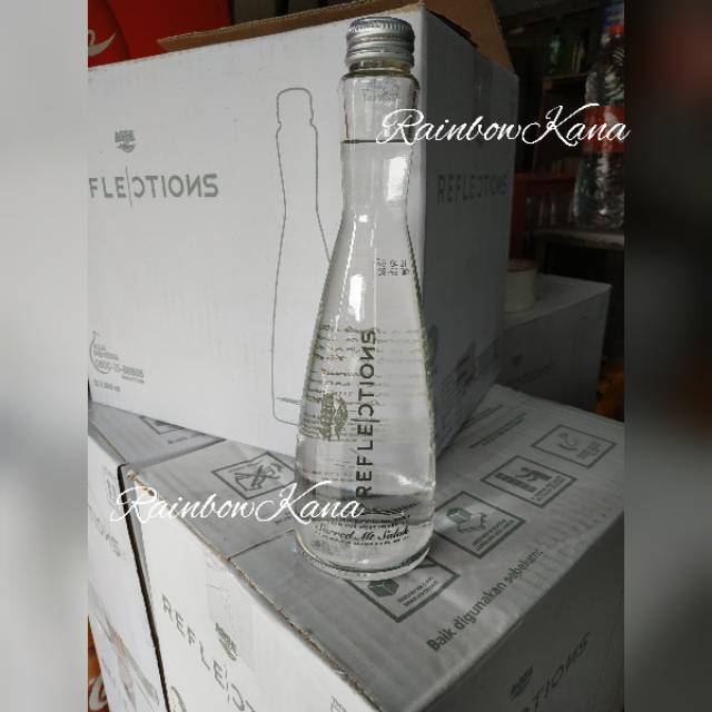 Jual Aqua Reflections botol beling kaca 380ml Aqua Reflection mineral water glass bottle air ...