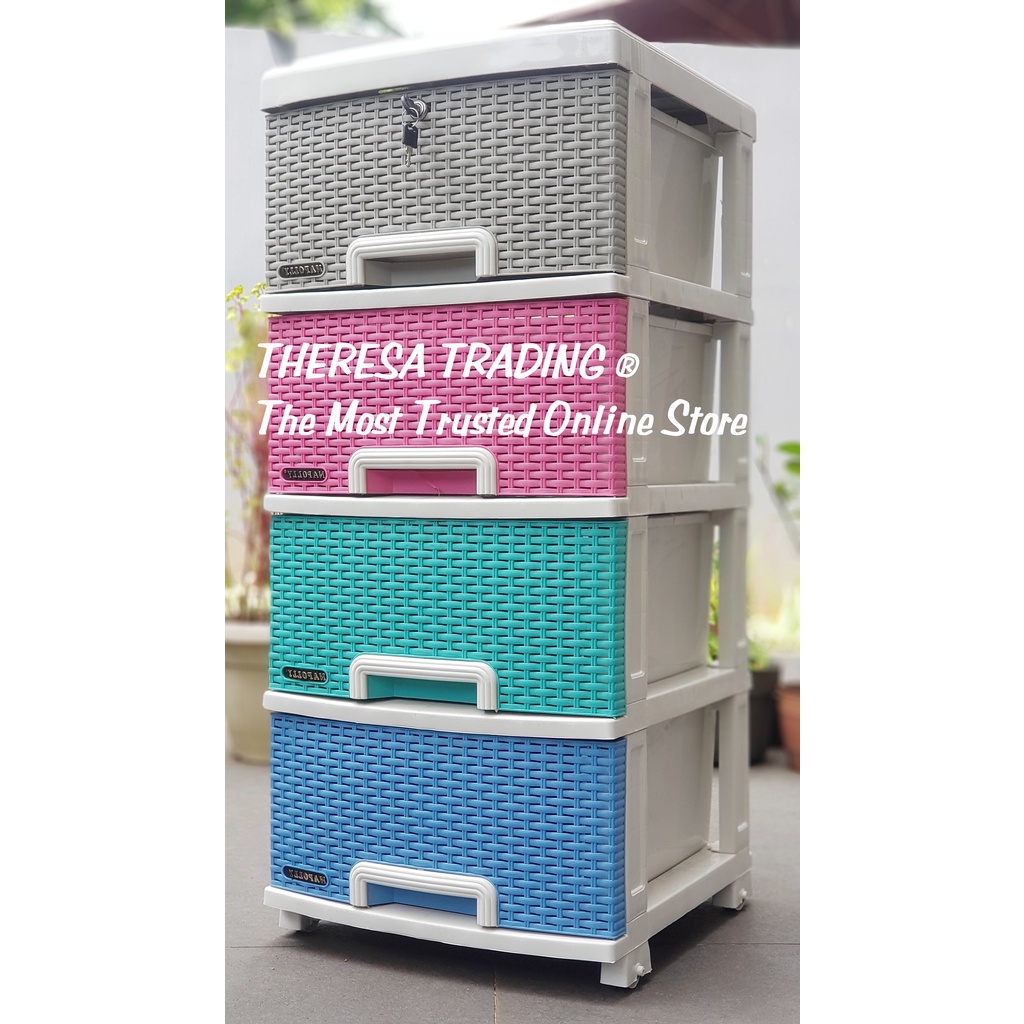 Jual LEMARI PLASTIK NAPOLLY CONTAN SUSUN 4 COLORFUL KUNCI LACI 4 BUAH ...