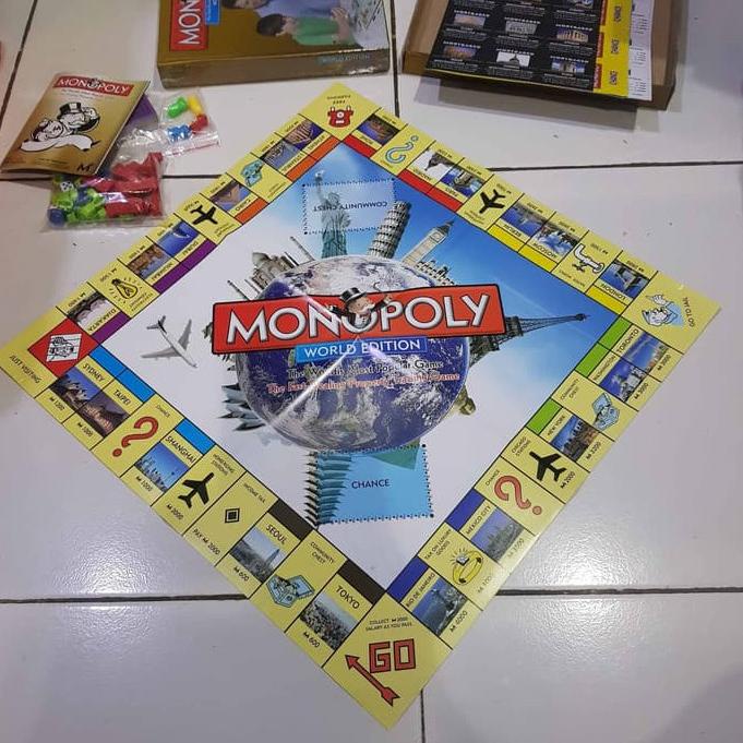 Jual Monopoly World Edition 2in1 Family Game Snake And Ladders Gold Box ...