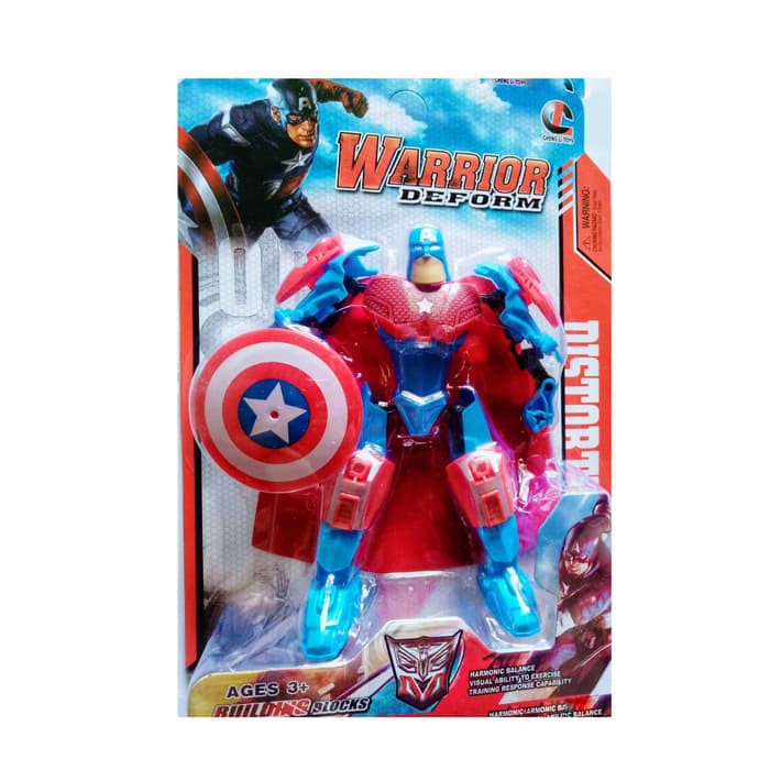 Jual Mainan Robot Warrior Deform - Captain America Bulding Blocks ...