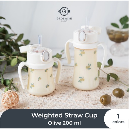 Jual GROSMIMI PPSU OLIVE Weighted Straw Cup 200ml 300ml | Shopee Indonesia