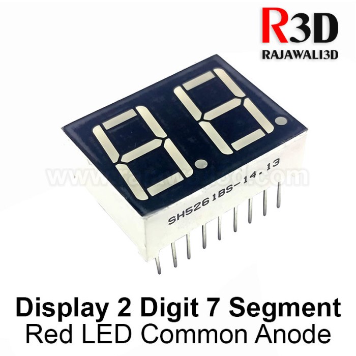 Jual LED Display Red Light 2 Digit 7 Segment 18 Pin Common Anode ...