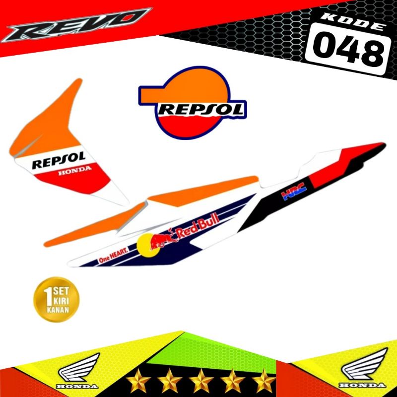 Jual Decal Sticker Striping Variasi REVO 100 2007-2009 REPSOL / REVO ...