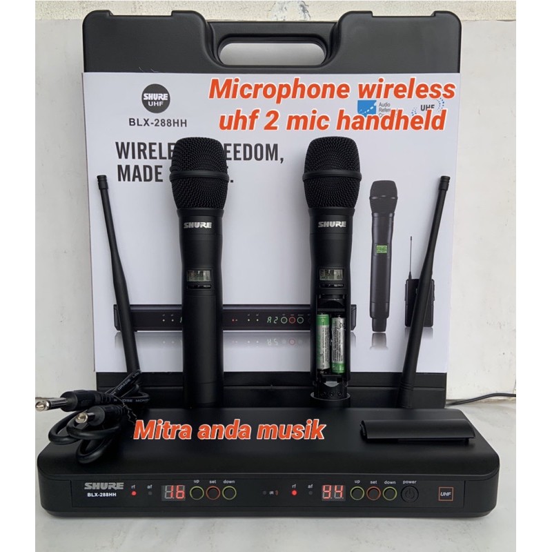 Jual Mic microphone wireless uhf BLX288 2 mic handheld multi channel ...