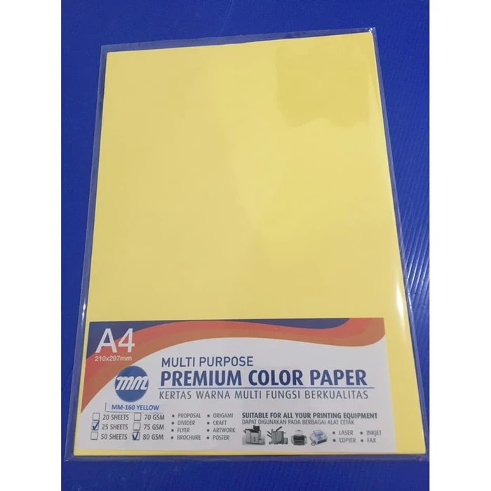 Jual HVS Warna 80gr MM-160 yellow (20 lembar) | Shopee Indonesia