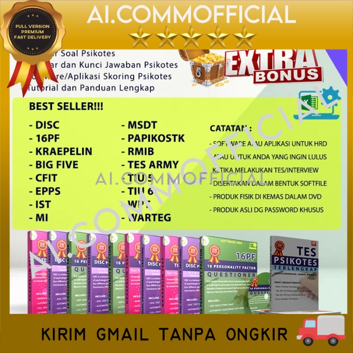 Jual FULL 16 Tools Alat Psikotes Pro 2020 - For HRD - Dokumen (Email ...