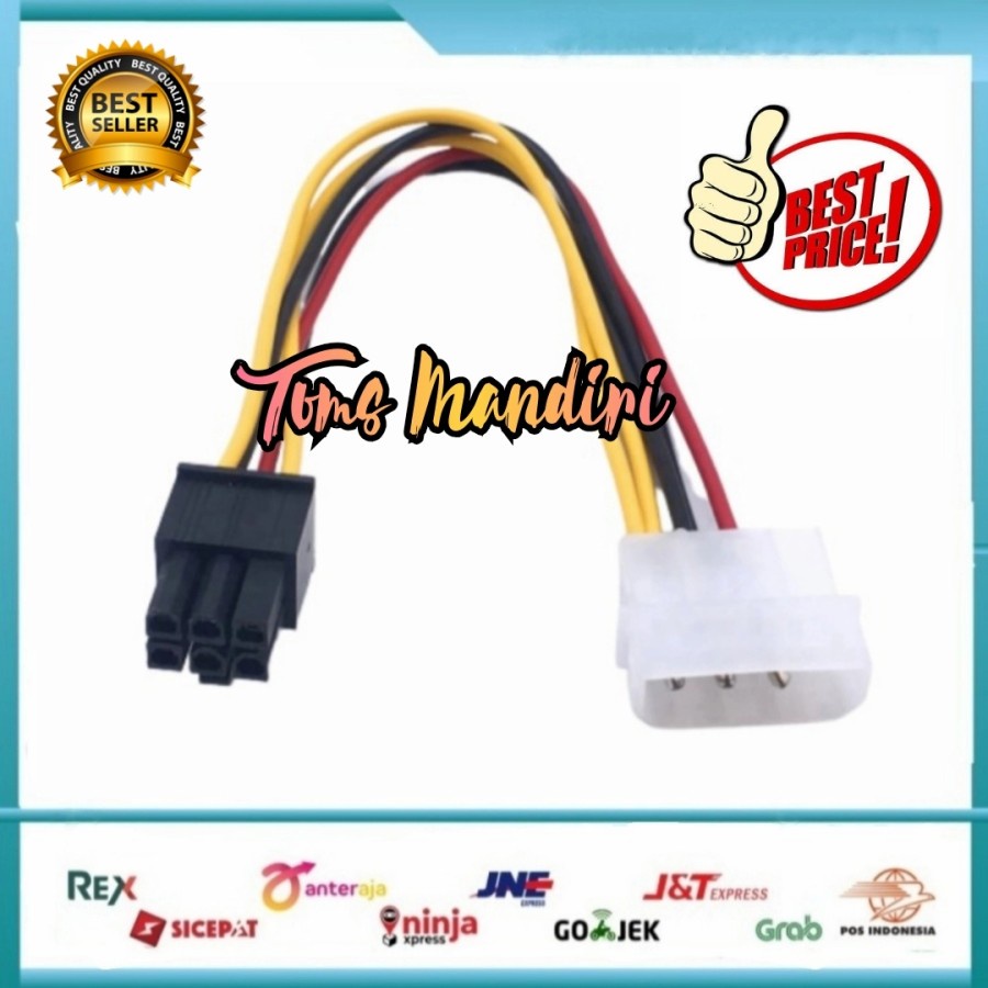 Jual Kabel Power Supply 4 pin Molex male splitter to 6 pin male vga | Shopee Indonesia
