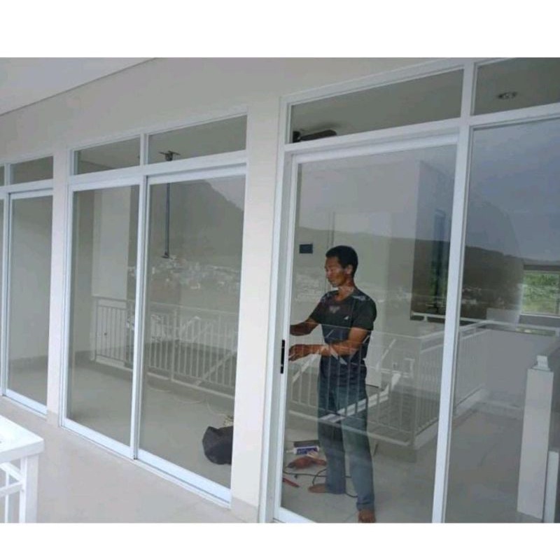 Jual Partisi Aluminium Pintu Sleding / Sekatan Kaca | Shopee Indonesia