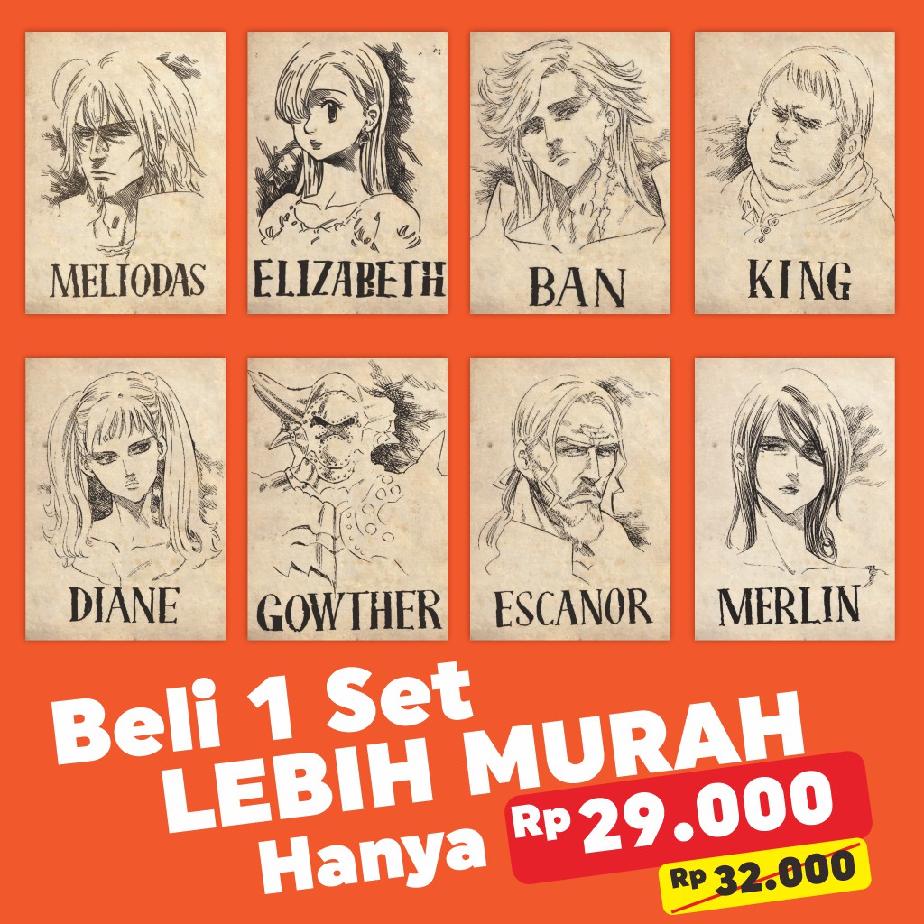 Jual Poster Anime Bounty Nanatsu No Taizai Wanted Meliodas Elizabeth ...