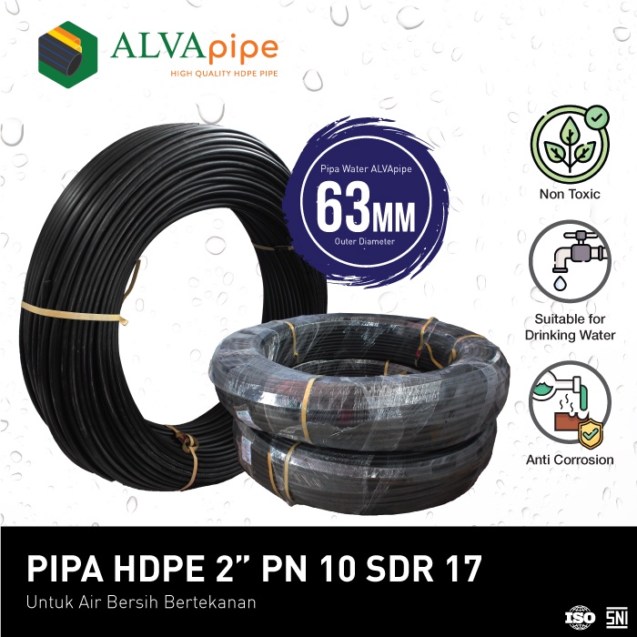 Jual Pipa Hdpe 2 inch (63 mm) PN 10 SDR 17; Ecer Per meter Per Roll Selang Irigasi PE Roll ...