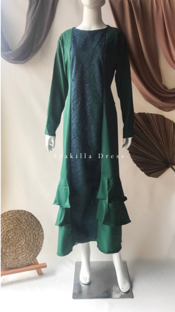Jual Syakilla Dress - Moscrepe mix Tile brokat | Shopee Indonesia