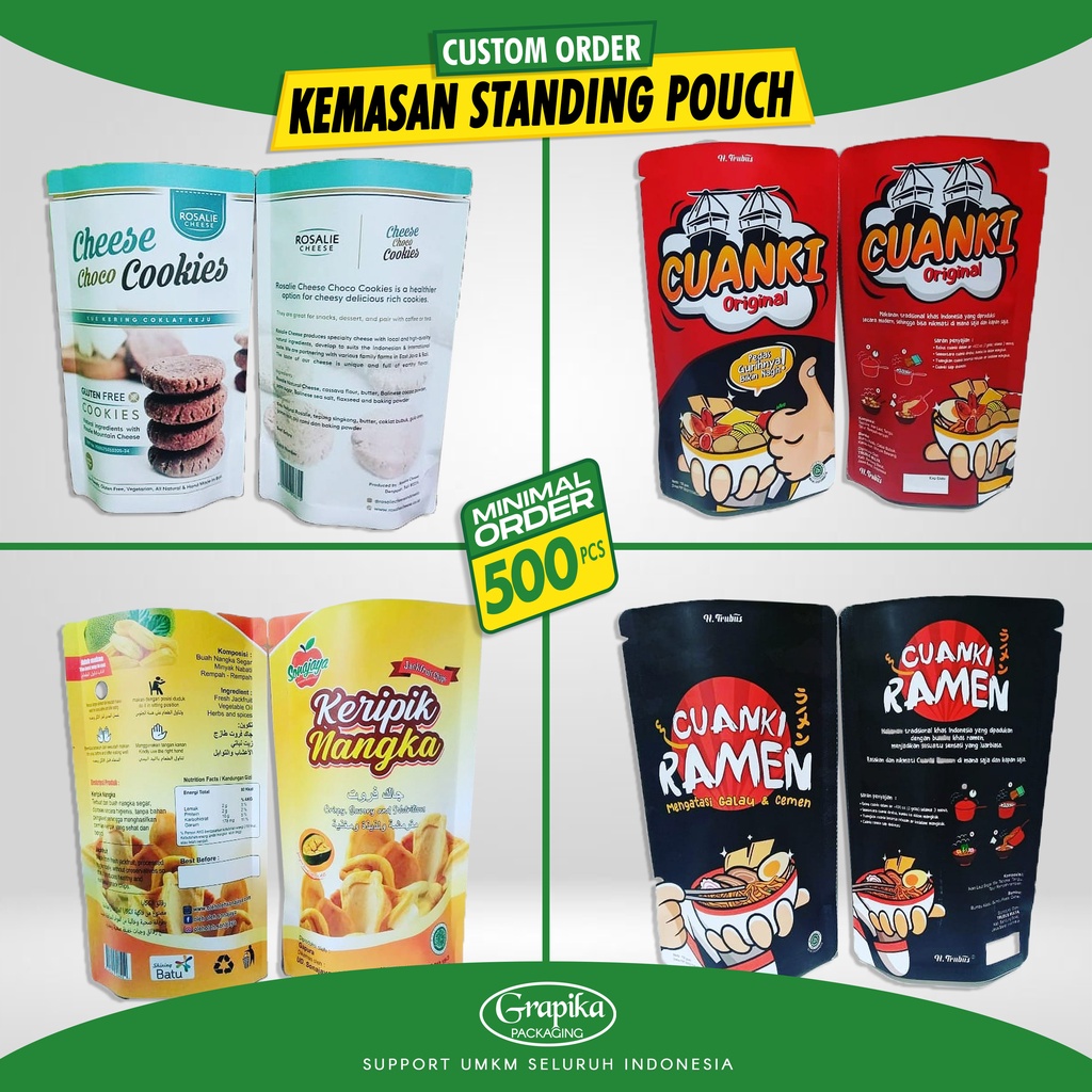 Jual Pre Order Cetak kemasan Standing Pouch Untuk Makanan Snack keripik ...