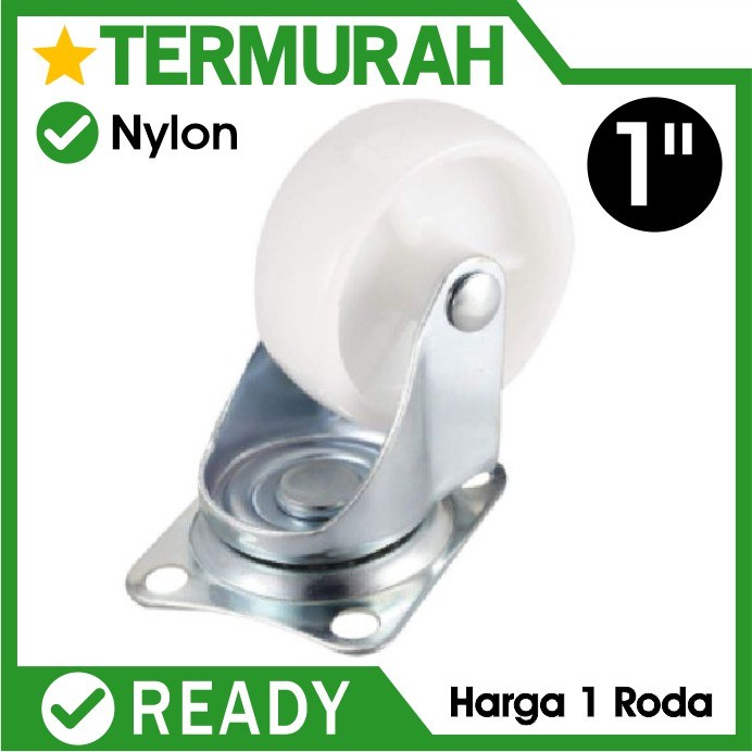 Jual Roda Putih 1" 1 inch 1inci 1inchi inci inchi plastik PVC Nylon ...