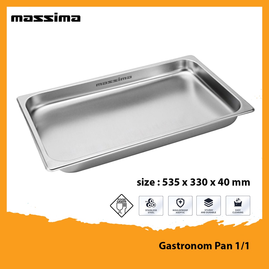 Jual Stainless Steel Gastronom Food Pan GN Pan 1/1 tinggi 4 cm 40 mm ...