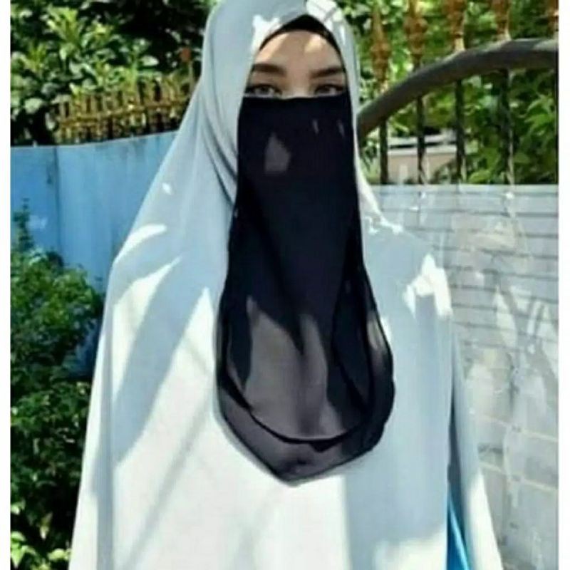 Jual Cadar/Niqab Tali 2 Layer Ceruty | Shopee Indonesia