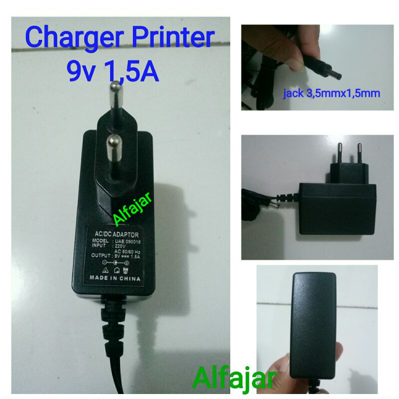 Jual Adaptor Charger 9volt Printer kasir portable 9v 1,5A jack kecil 3 ...