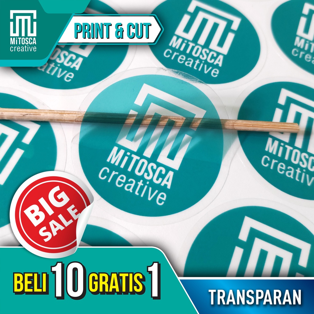 Jual Cetak STICKER TRANSPARAN A3+ [ Print + Cutting ] Minimal Order 6 ...